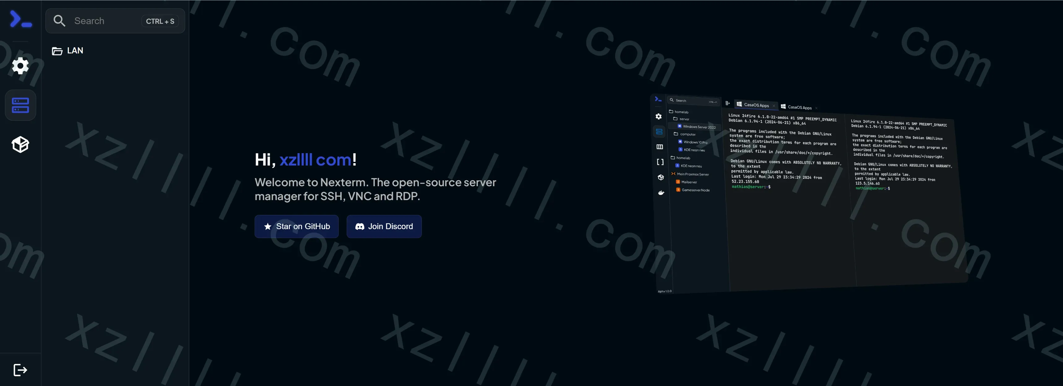 Docker&Podman部署Nexterm(一个支持SSH, VNC & RDP的服务器管理软件)