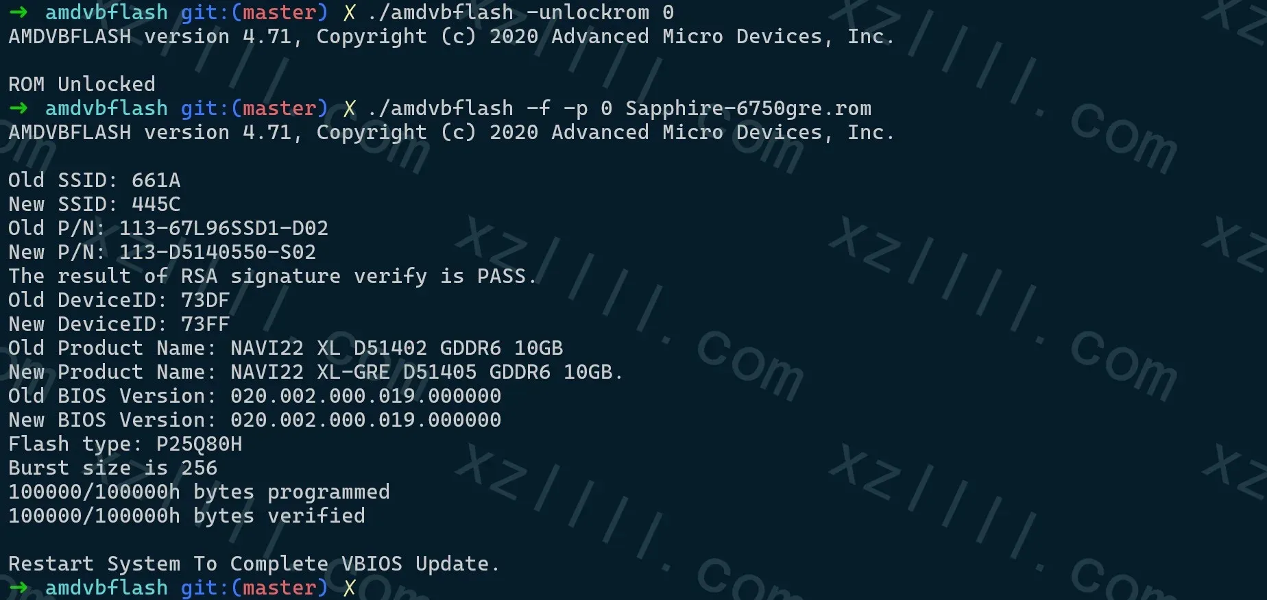 XFX讯景Radeon RX 6700XL刷写蓝宝石6750GRE 10G BIOS 实践